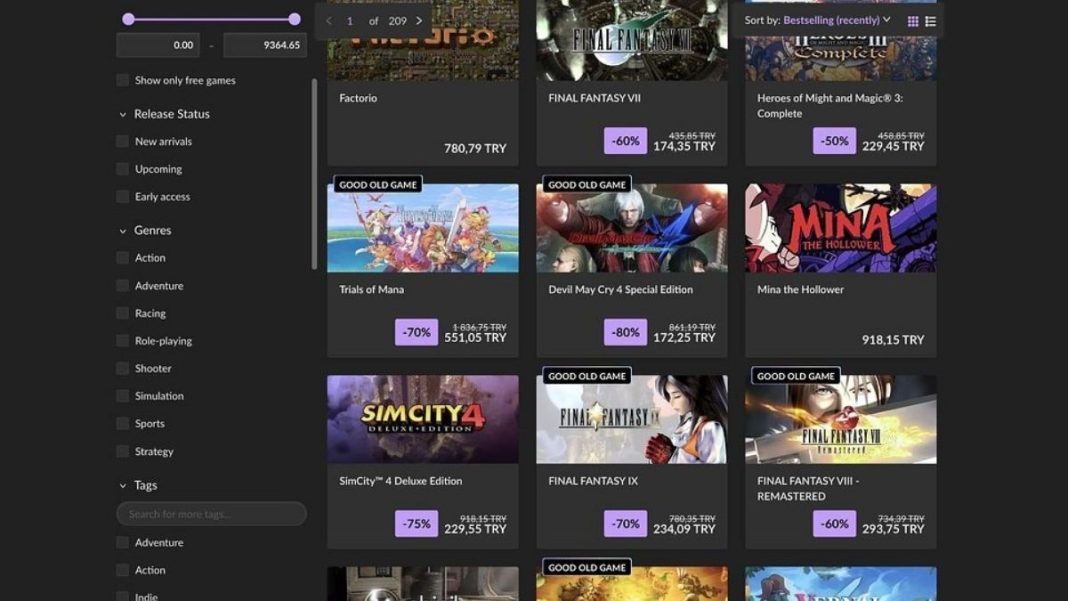 GOG (Good Old Games) Türk Lirası ve Bölgesel Fiyatlandırma Desteğine ...